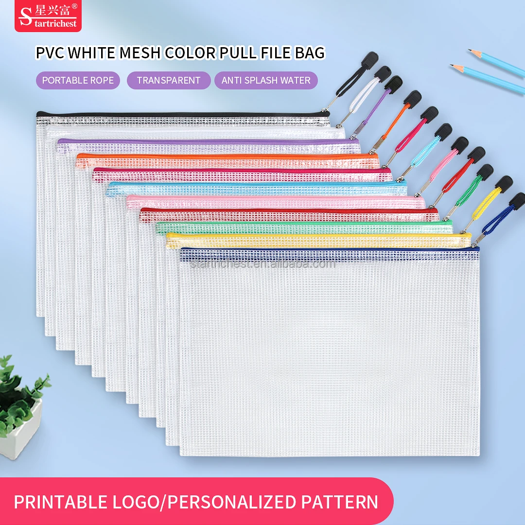 Custom Filing Products A4 Grid Zipper Bag Wallets Folders PVC ...