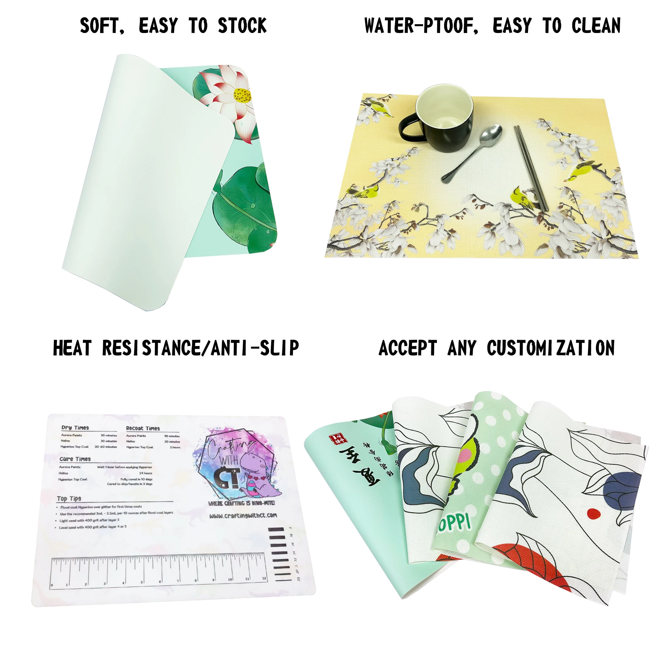 Dining Table Leather Table Mat Custom Printed Silicone Placemats Pvc ...