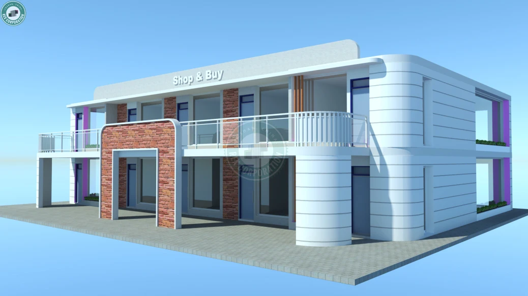 2 Storey Steel Structure Prefab Shop Building - Durable & Modern