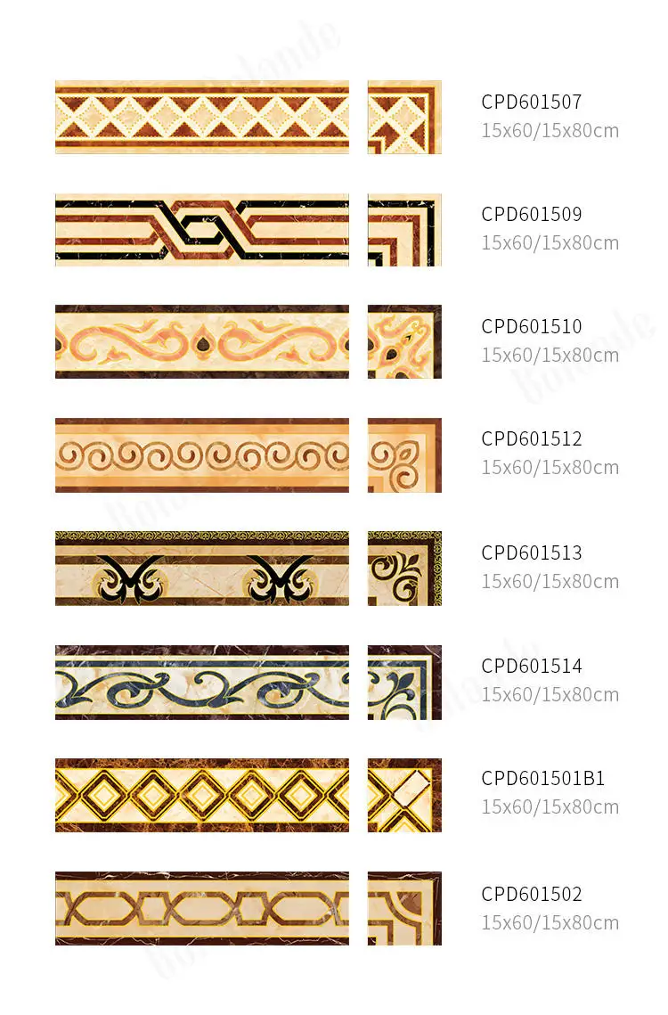 Golden Decoration Skirting Ceramic Border Tiles by Bolande