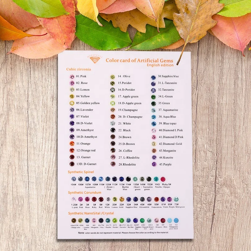 CZ Stone Color Chart - High Quality Cubic Zirconia Samples