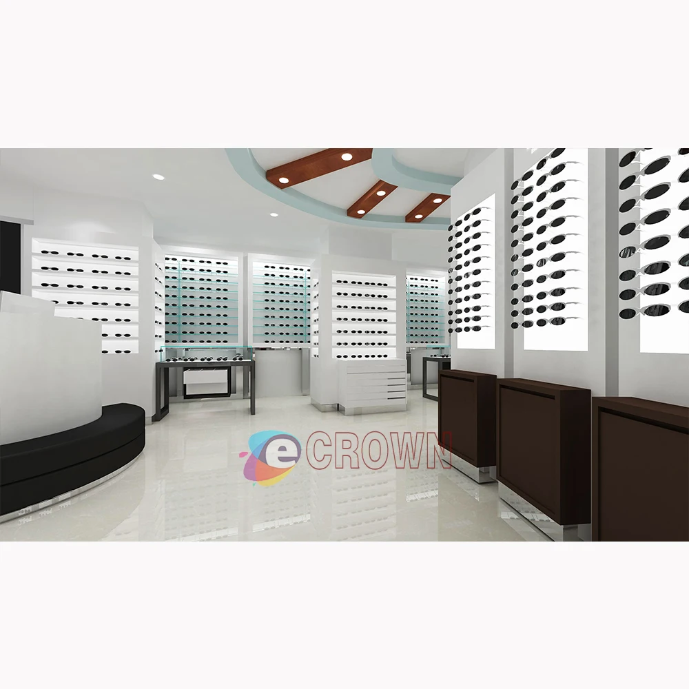 Luxury modern optical window display wall showcase sunglass ring ...