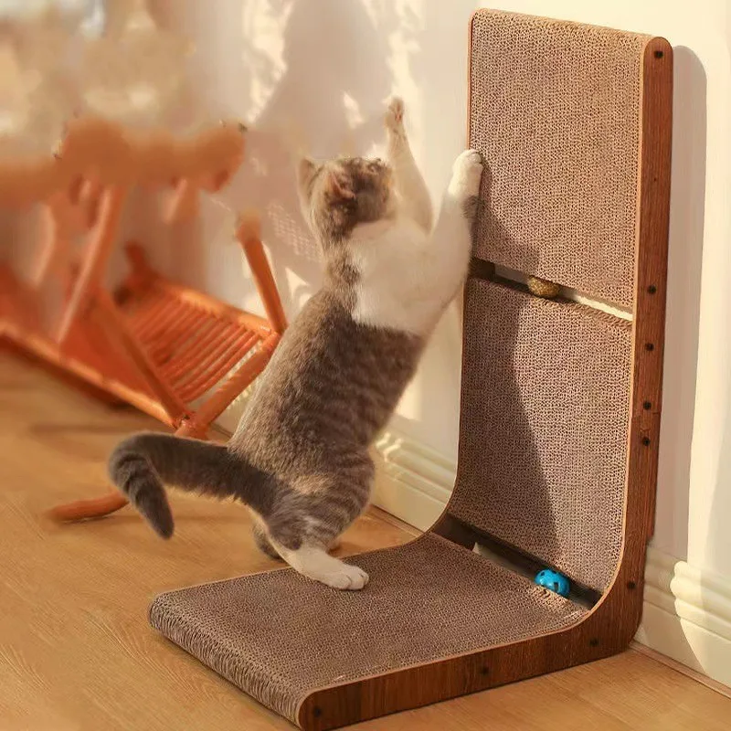 High-Density L-Shape Cat Scratching Boards Corrugated Paper Pads with ...