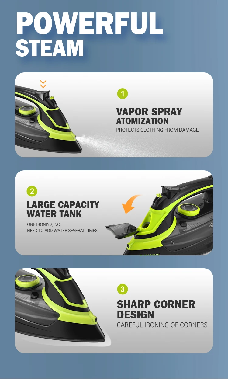 JAMAKY 2800W Electric Irons - Portable Garment Steamers