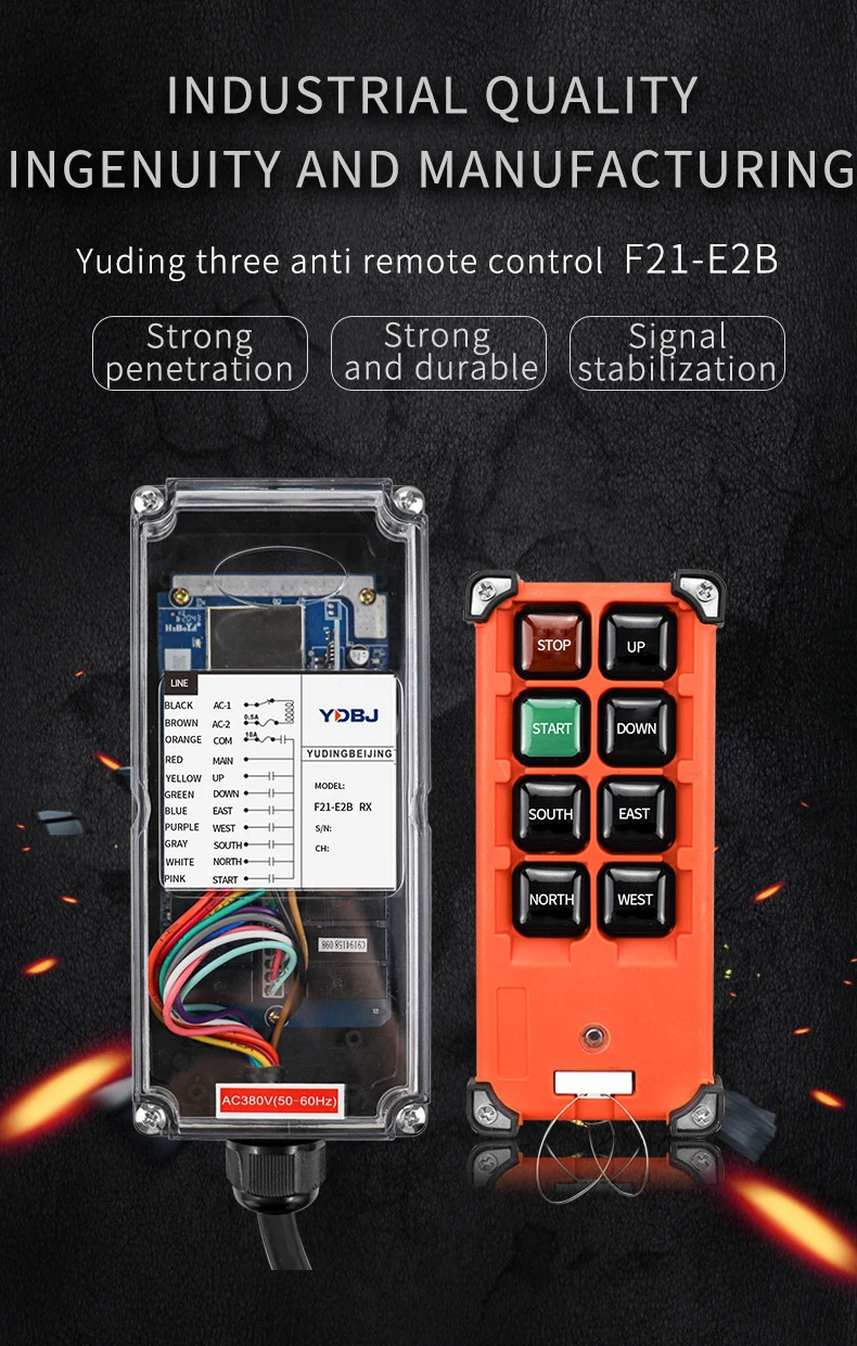 F21-e2b 6 Buttons Container Truck Crane Wireless Remote Control Push Button Switch Lift Hoist ...