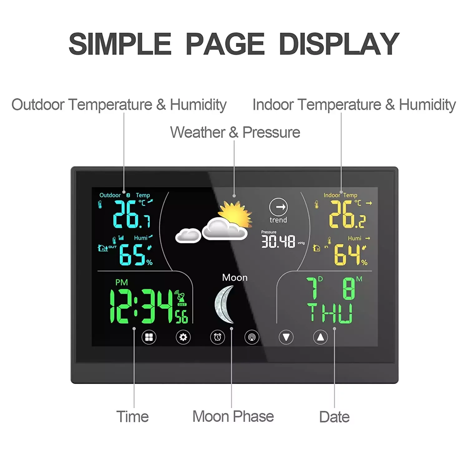 Accurate Wireless Weather Station Touch Screen Digital Forecast Weather ...