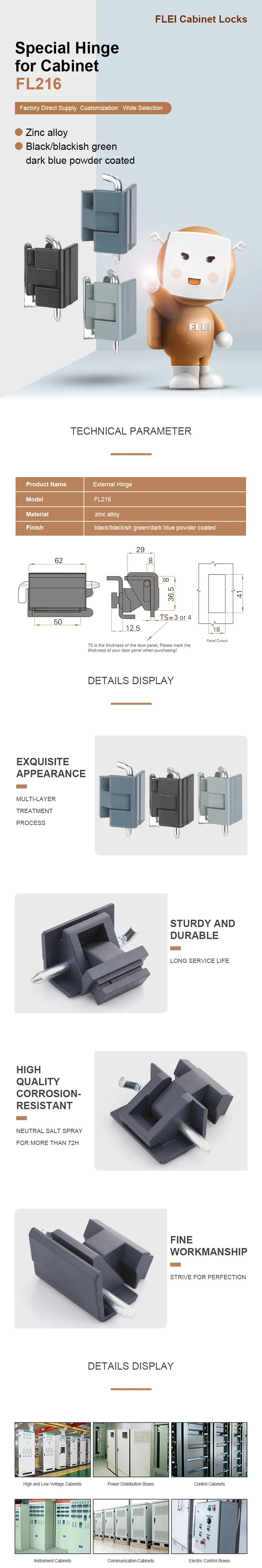 Electrical Heavy Duty Hinge ABB - Removable Pin External Hinge