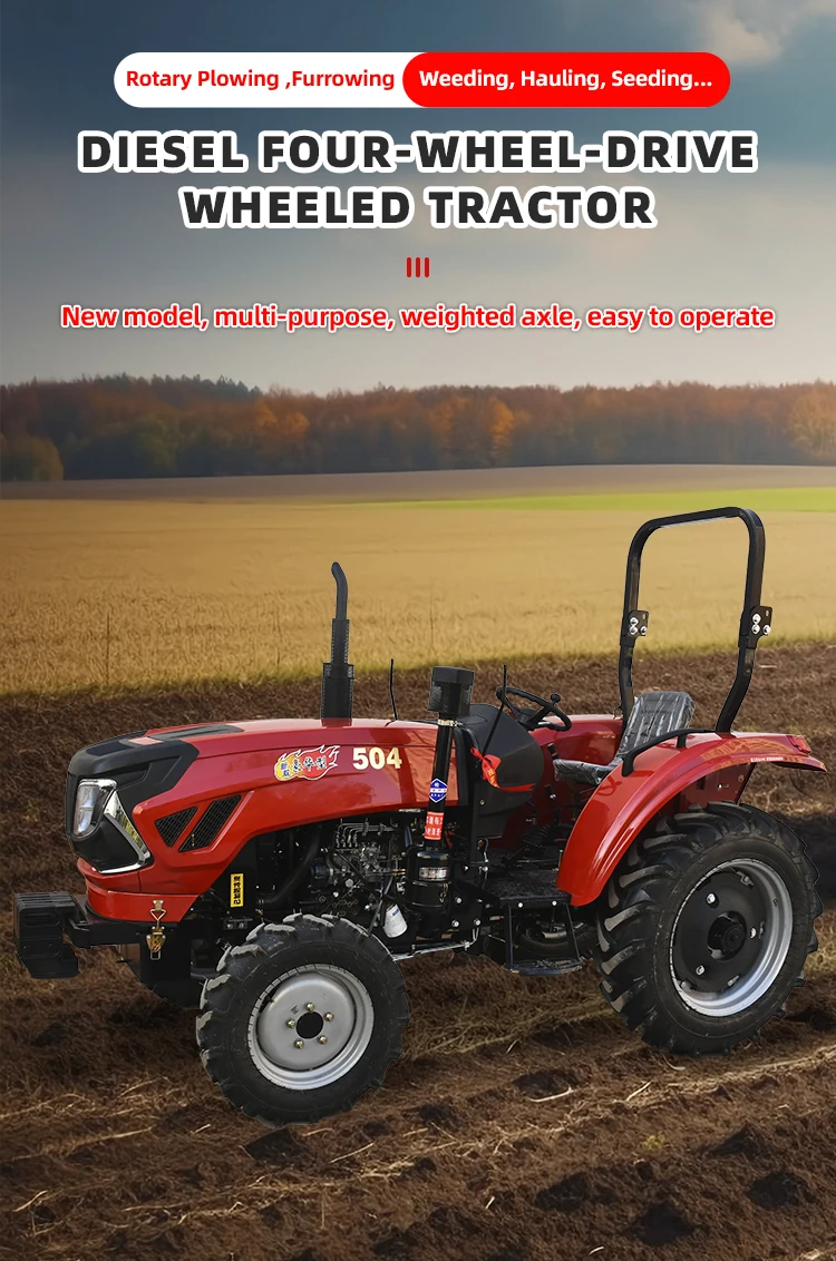 Diesel Power Tractors Mini 4x4 - 50 HP Agricultural Machine