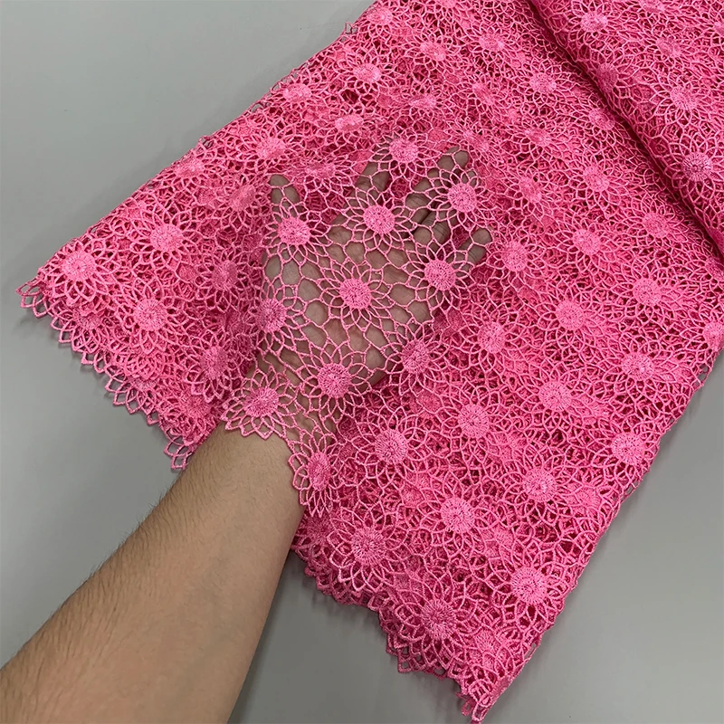 Orange Sinerger Cord Lace Fabric - Perfect for Dress & Events