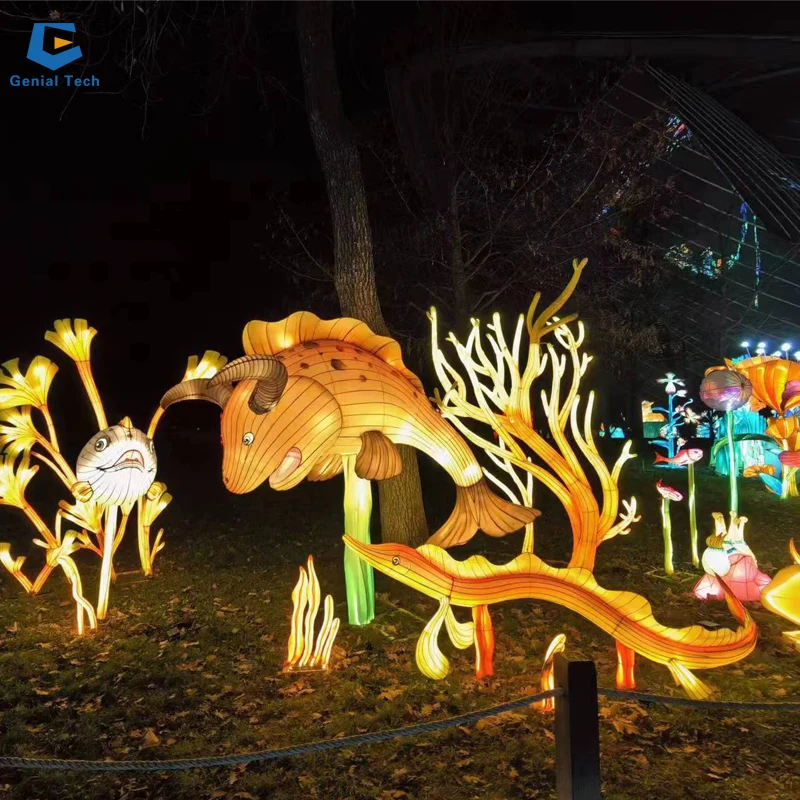 Fl95 New Design Outdoor Lighted Fish Shape Lantern Chinese Silk Led ...