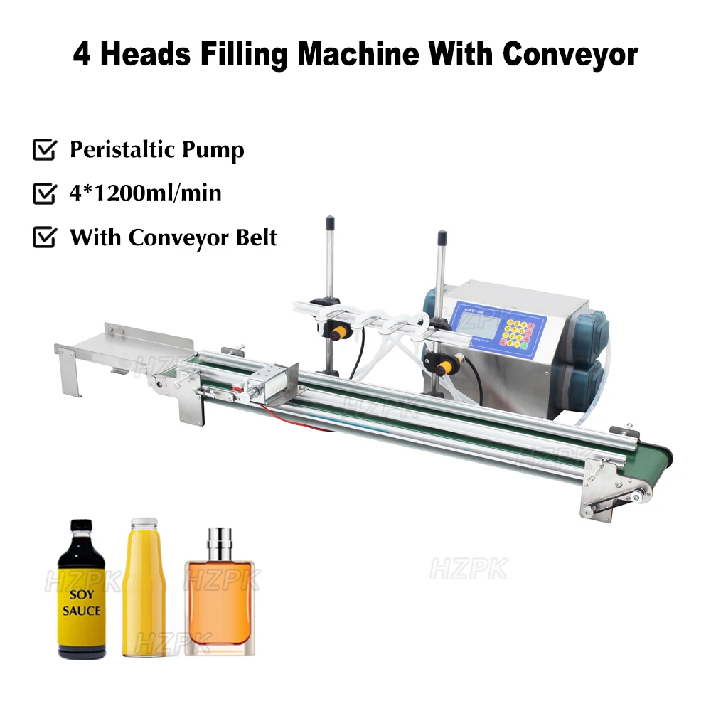 HZPK 4 Head Pump Automatic Small Dropper Bottle Essential Oil Filling Machine Liquid 5ml with ...