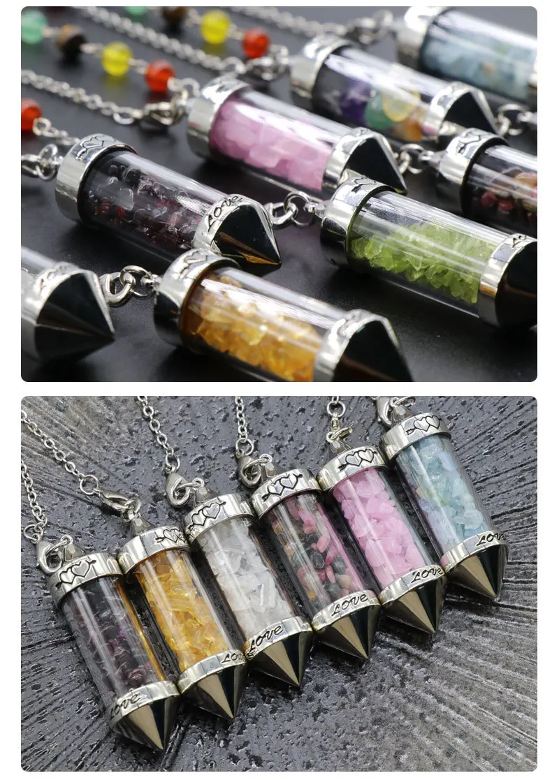 Seven Chakra Pendulum Seven-chakra Gravel Pendulum Amethyst Powder ...