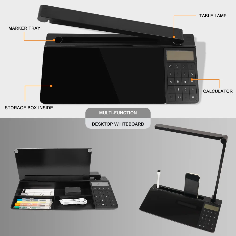 Black Dry Erase Computer Desk Pad Whiteboard Note Board Led Lighting ...