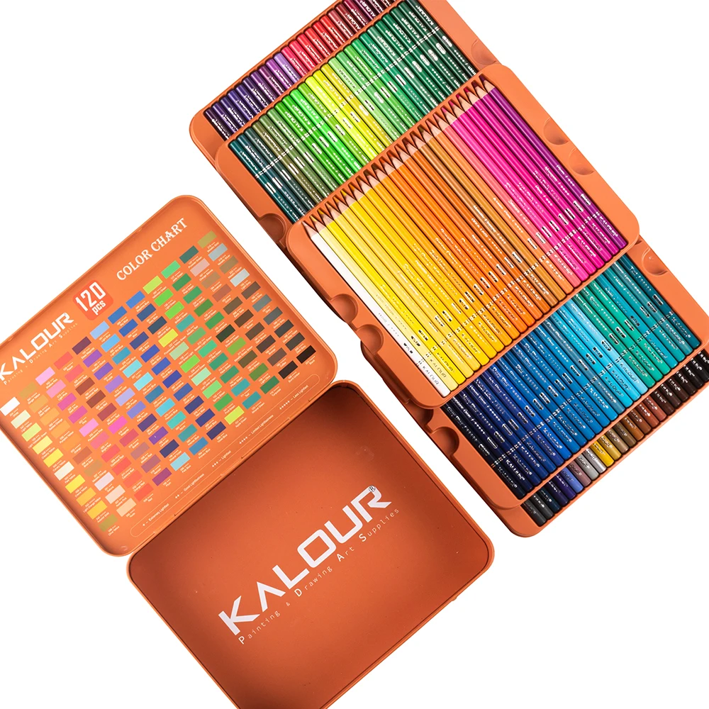KALOUR 120 Colored Pencil Set in Tin Box with Premium 120 Color Pencils ...