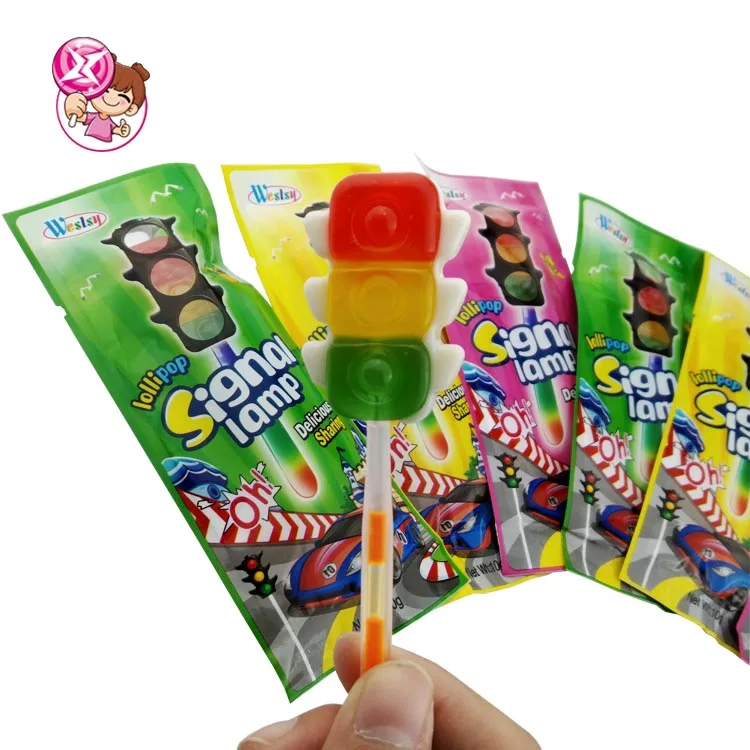 Halal Traffic Lights Shape Fruity Fluorescent Glow Stick Lollipop Hard ...