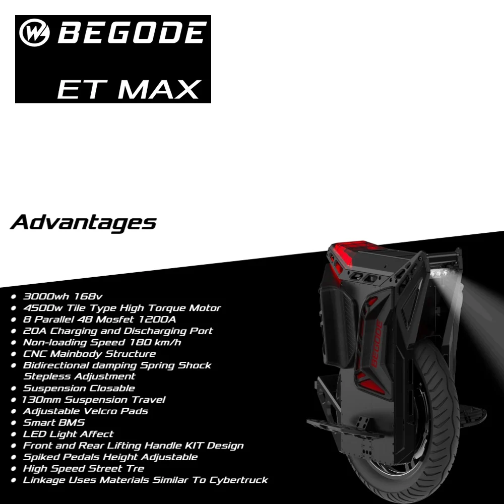 Begode ET MAX Monocycle - 4500W Power, 180km/h Speed
