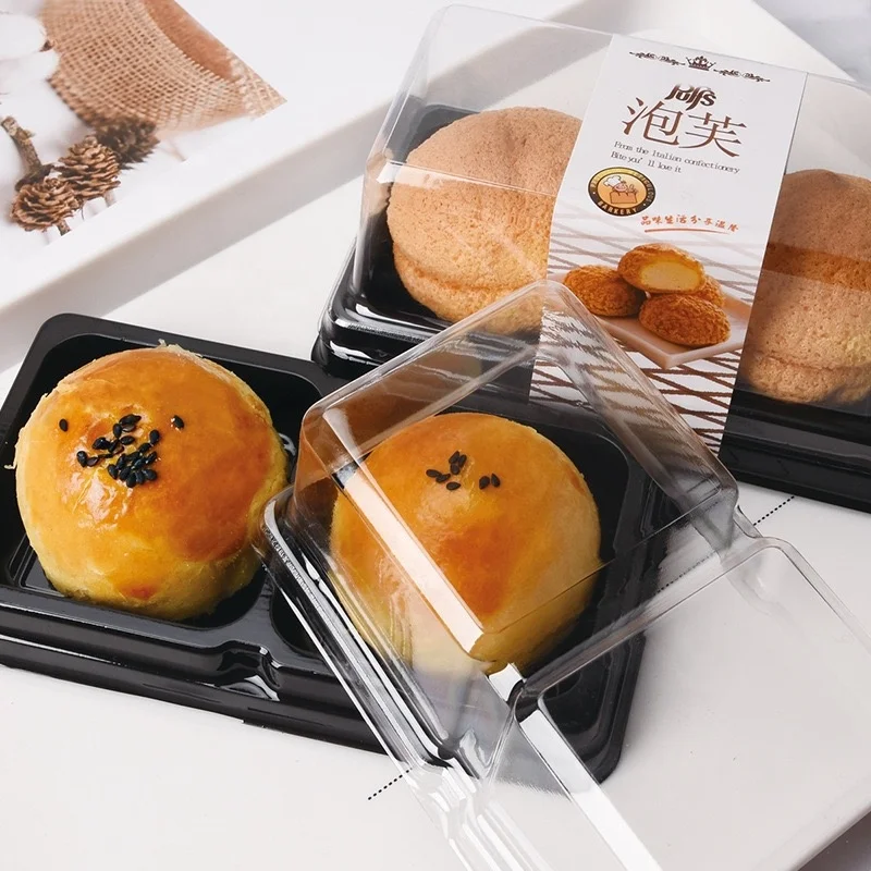 Disposable Plastic Blister Cake Food Packing Container Two Hold Square ...