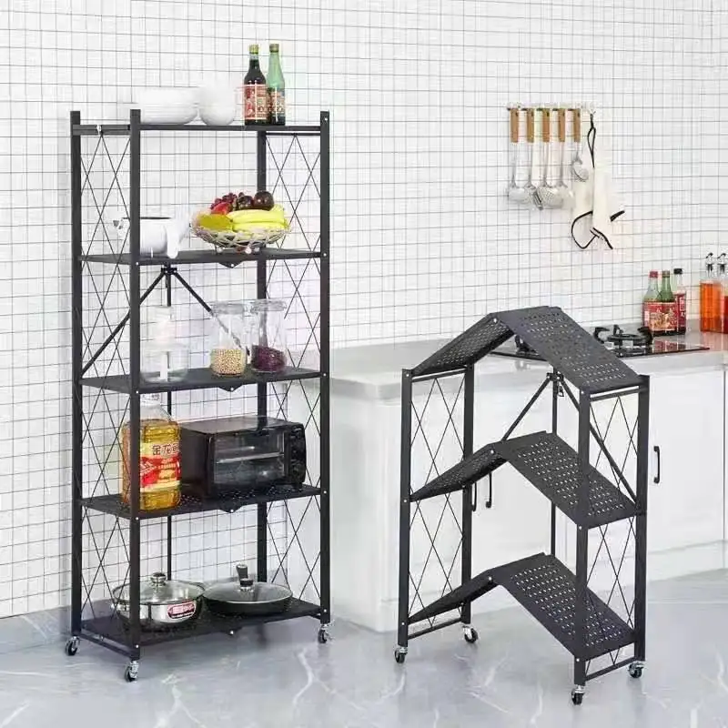 Folding Storage Rack Home Storage Foldable Kitchen Display Rack Shelf ...