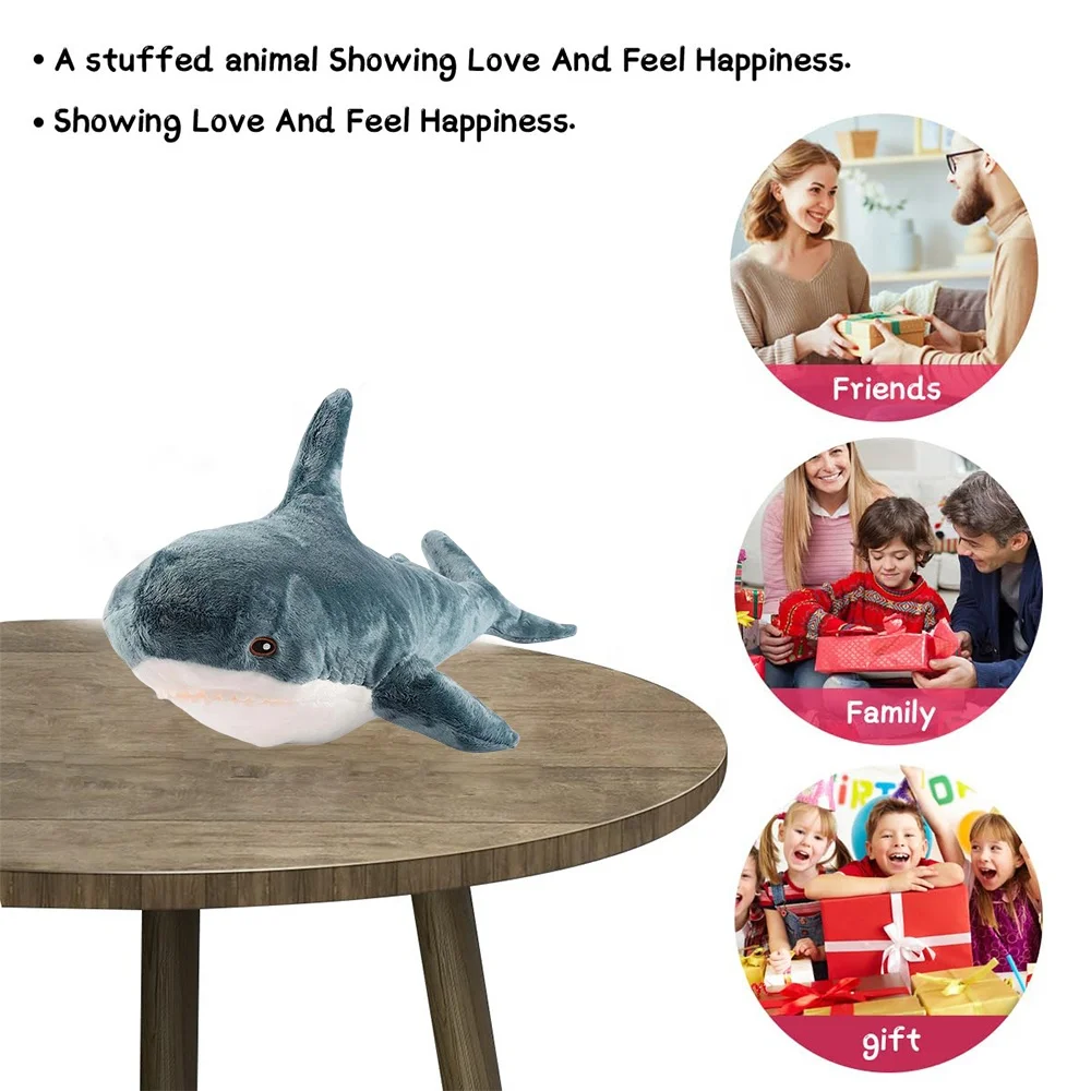 16.93in Giant Shark Stuffed Animal Soft Squishy Shark Toys Chubby Shark ...