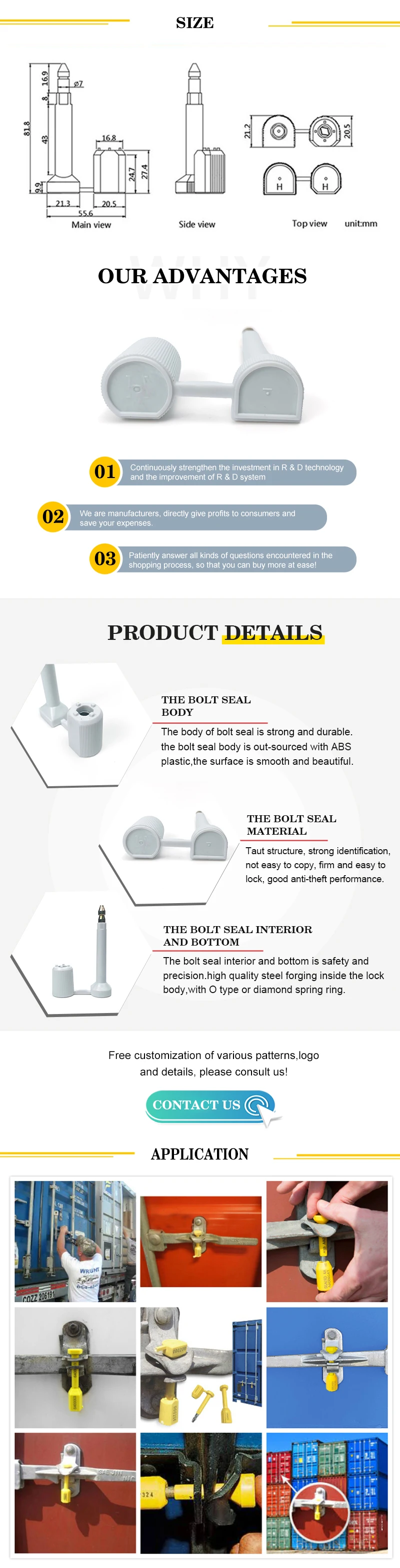 Container Cargo Bolt Disposable Container Bolt Seals| Alibaba.com