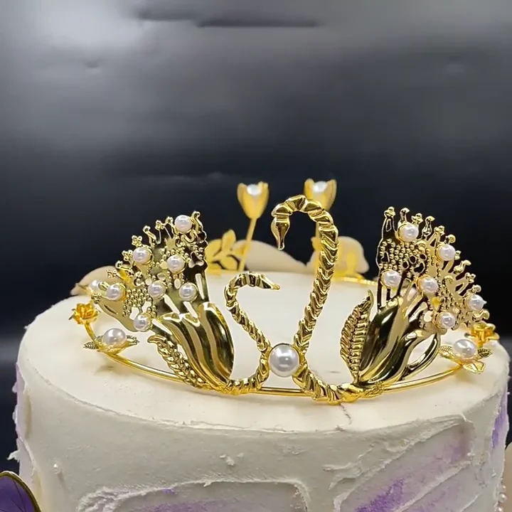 Princess Vintage Tiara Crown Cake Topper Flowers Wedding Birthday Baby ...