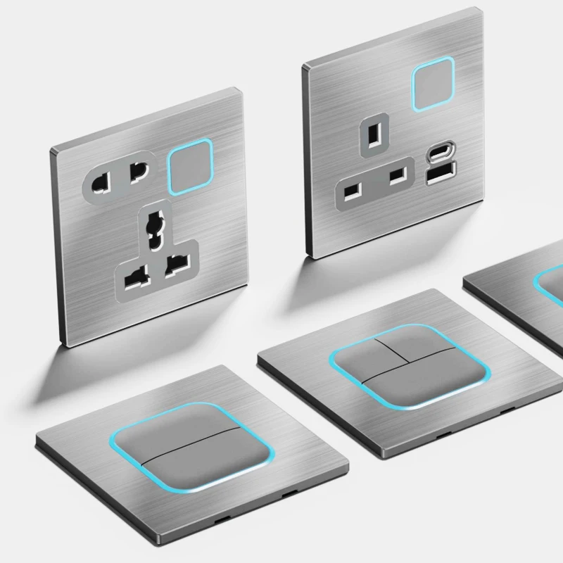 New Design Stainless Steel Panel Switches Multi Uk Eu Us Standard Wall ...