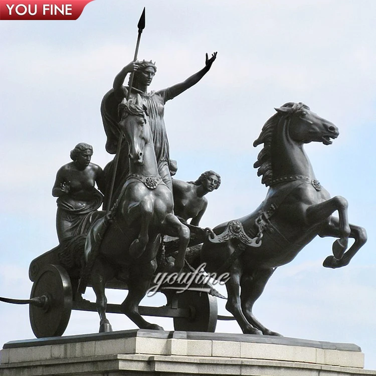 Famous Bronze Winged Lady Horses Chariot Statue by YOUFINE