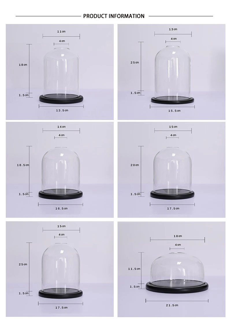 Glass Display Dome Cloche for Smoking Drinks with Wooden Base