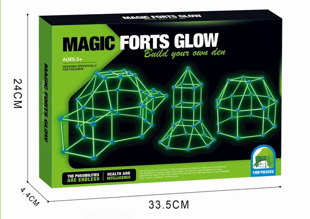 Amazon Hot Selling 100pcs Luminous Fort Building Kit Diy Tent Glow In ...