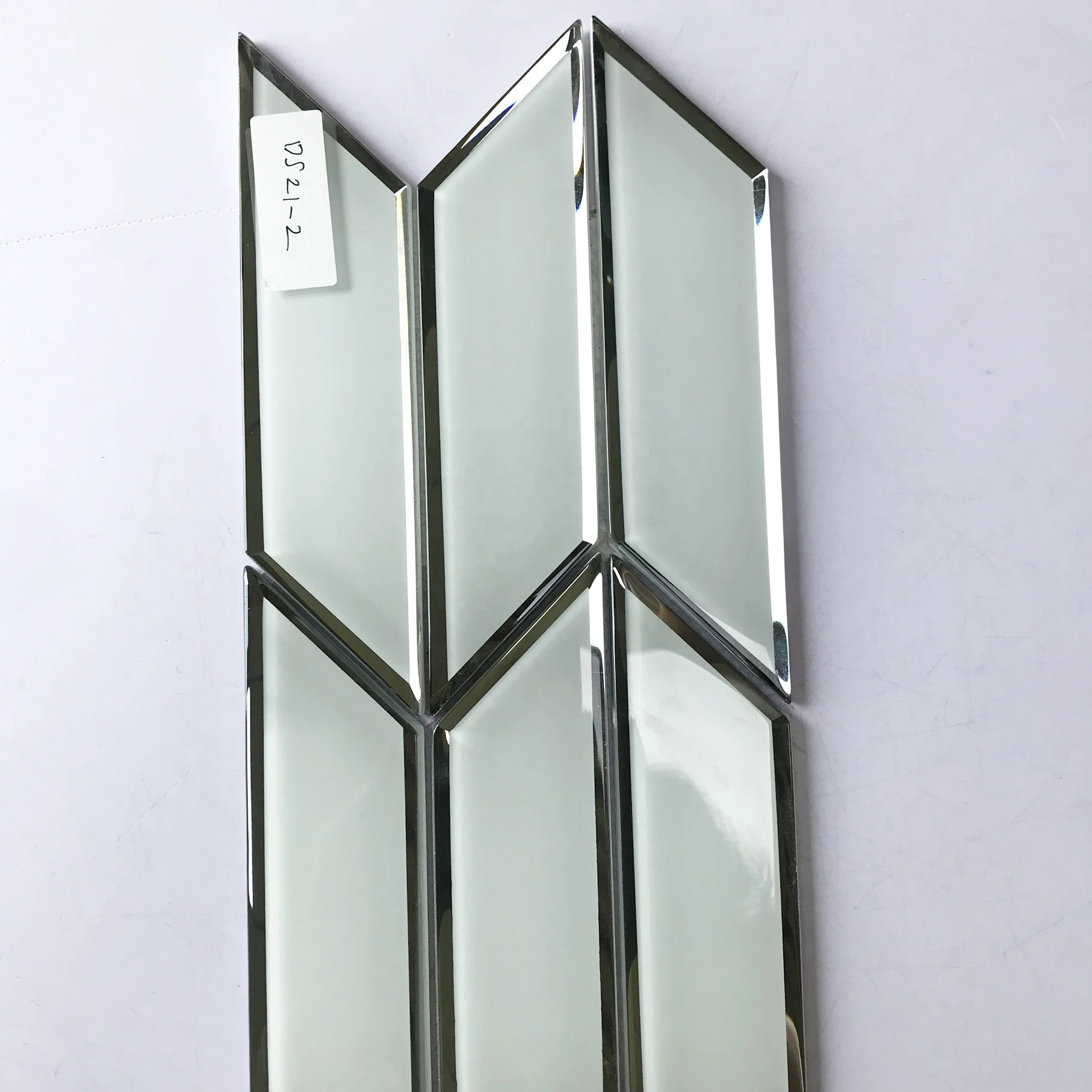 Modern Gray White Parallelogram Glass Mosaic Electroplate Glossy Silver ...