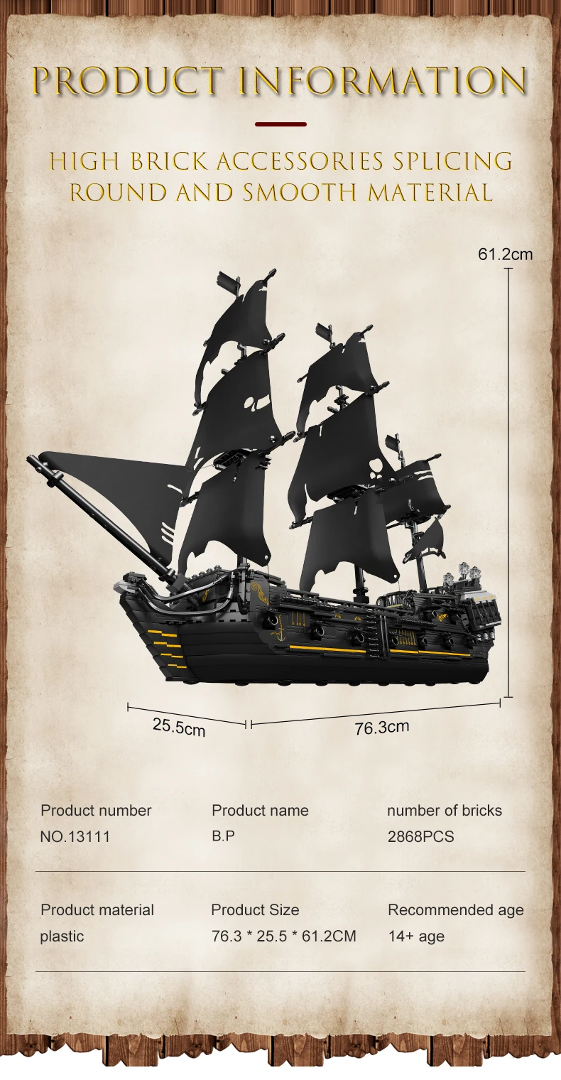 Mould King 13111 - Build the Black Pearl Pirate Ship Model