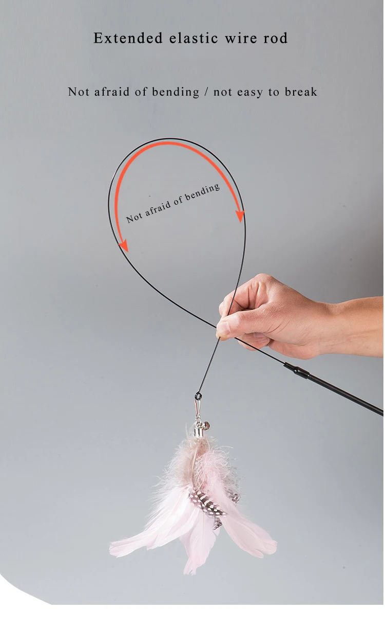 Elastic Steel Wire Funny Cat Stick Caterpillar Feather Design Pet ...