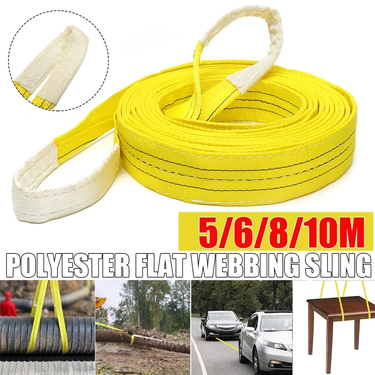 Heavy Flat Crane Lifting With Colored Polyester Flexible Sling 5-ton 6 ...