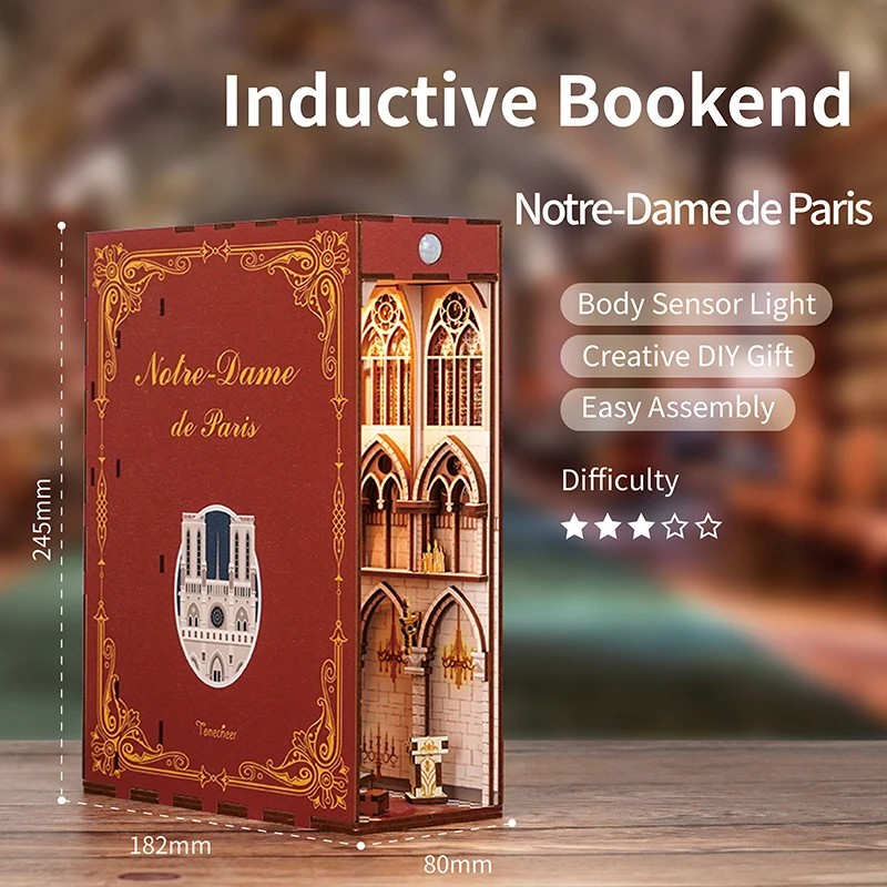 Tonecheer Notre-dame De Paris Bookend 3d Wooden Diy Miniature Assemble ...