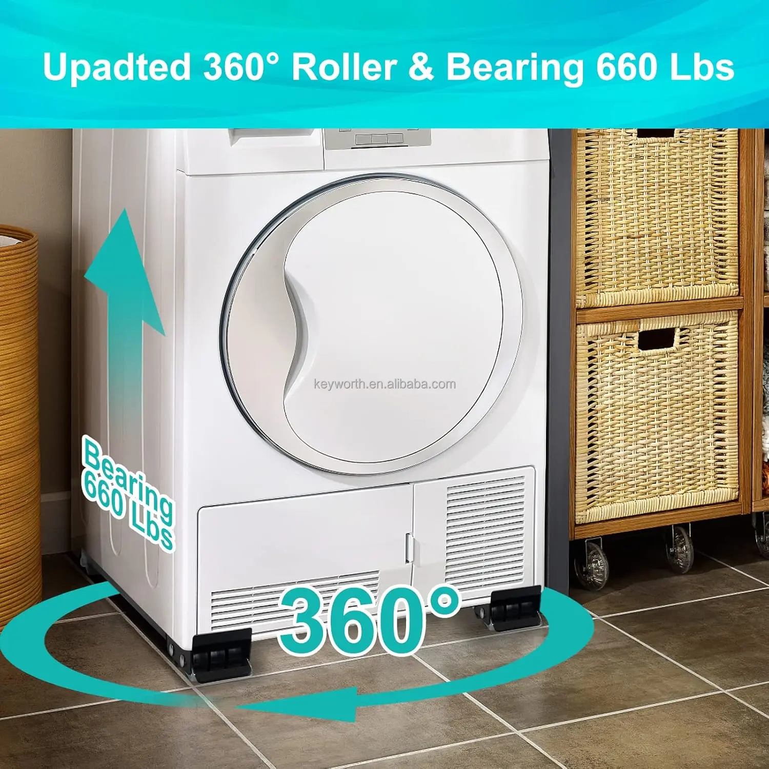 Washing Machine Stand with Wheels,360 Degree Rotating,Telescoping ...