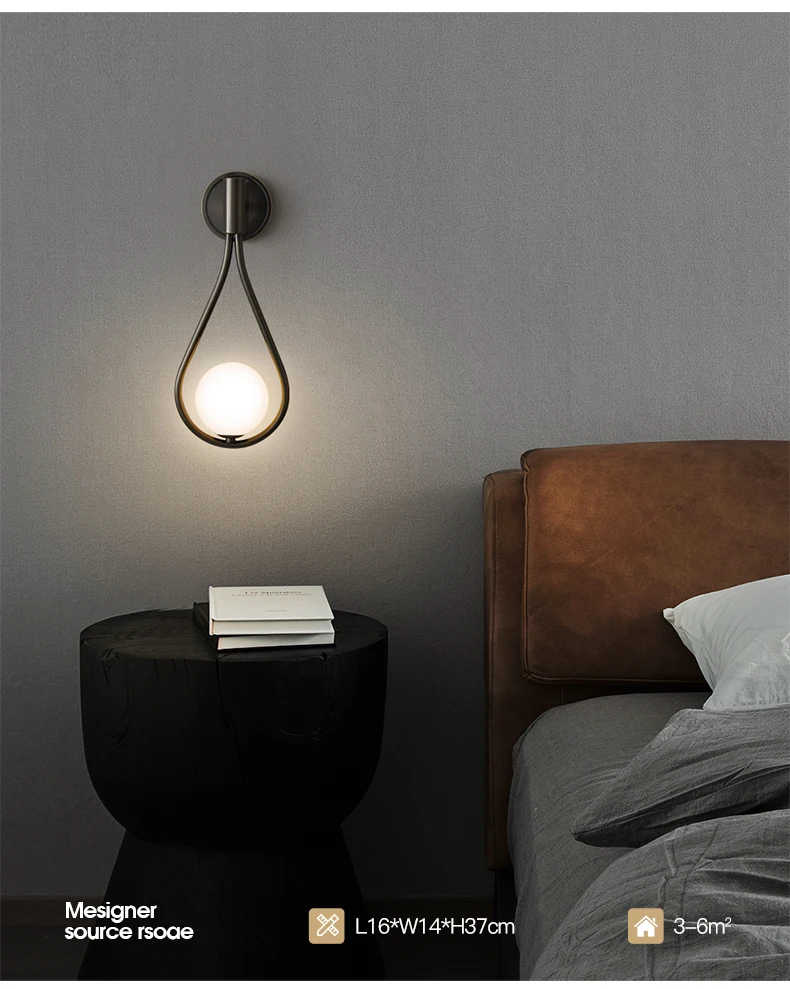 Modern Minimalist Bedside Wall Lamp - LED Lighting Decor