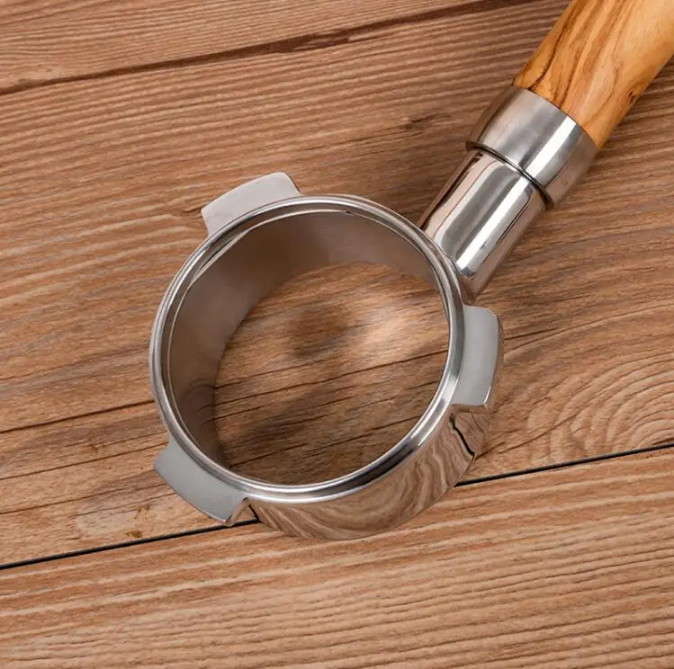 Olive Wood Coffee Handle Stainless Steel Bottomless 3 Ears Espresso ...