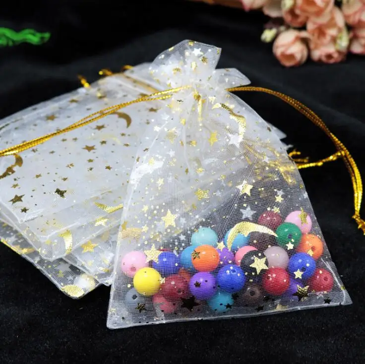 Moon Star Organza Bag Mesh Jewelry Pouch Drawstring Organza Pouch For ...