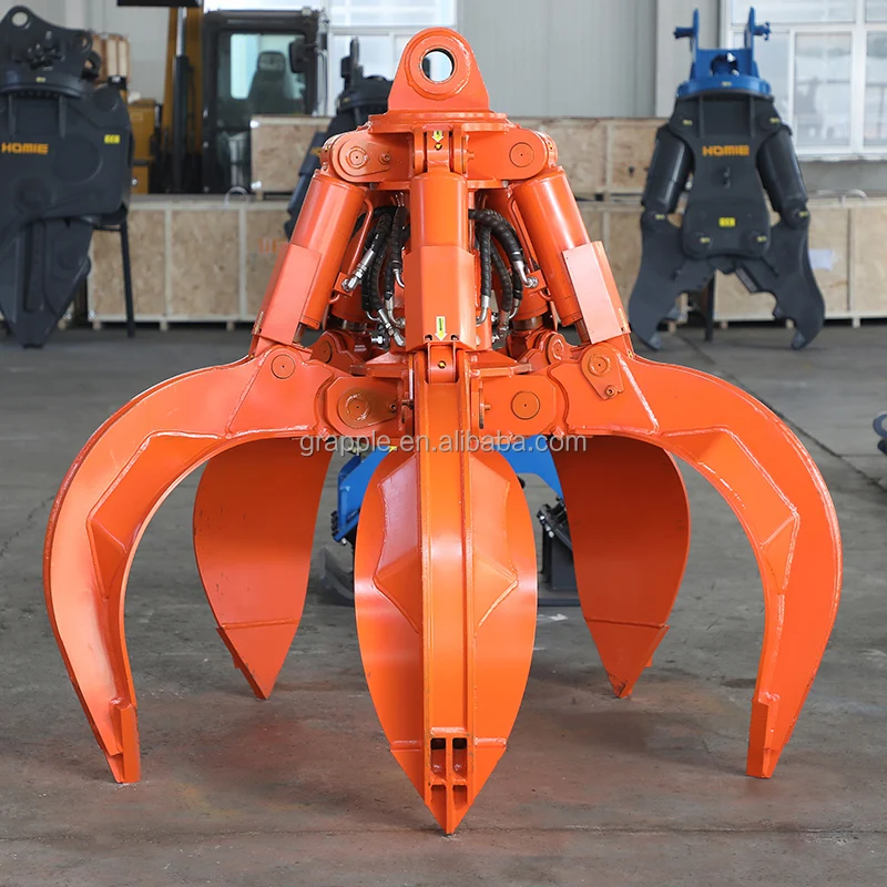 5-Tine Orange Peel Rotating Grapples,Crane Excavator Mounted Octopus ...
