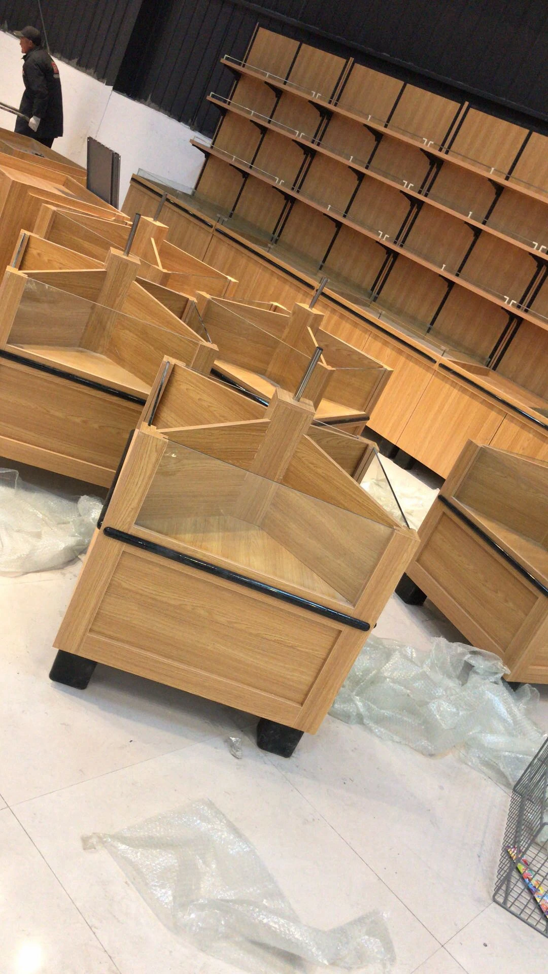 Custom Supermarket Grain Rice Gondola Milk Wooden Display Stand Shelf ...