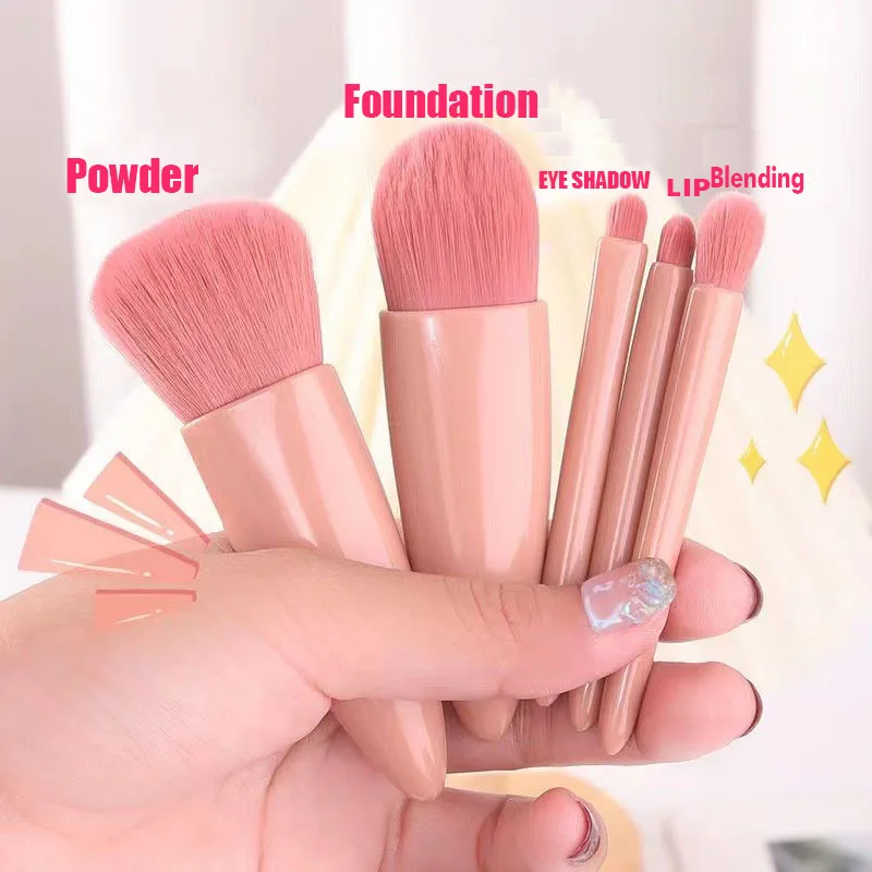 Custom Travel Portable 5pcs Mini Makeup Brushes Tool Set Cosmetic ...
