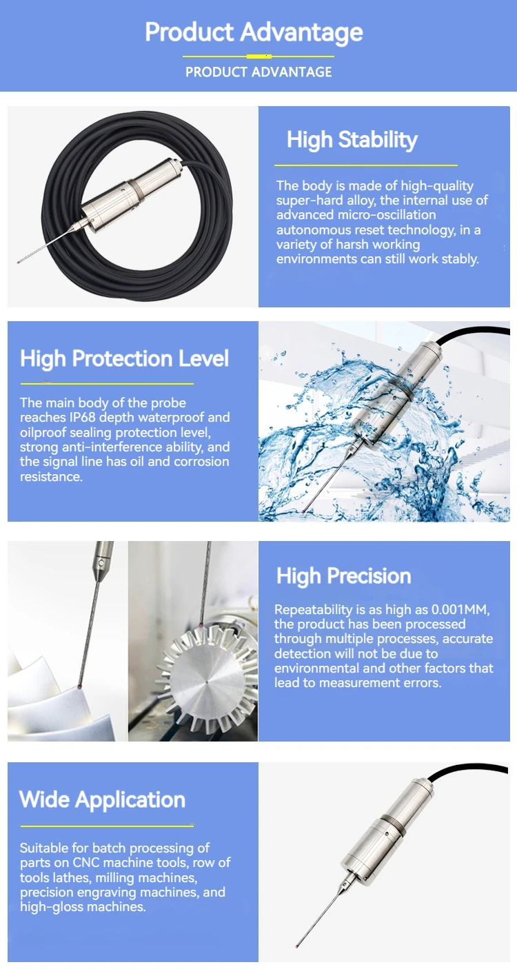 CNC Center Stainless Steel Wired Probe Sensors for EDM