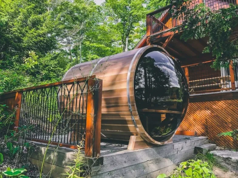 Outdoor Cedar Barrel Sauna - Relax and Rejuvenate