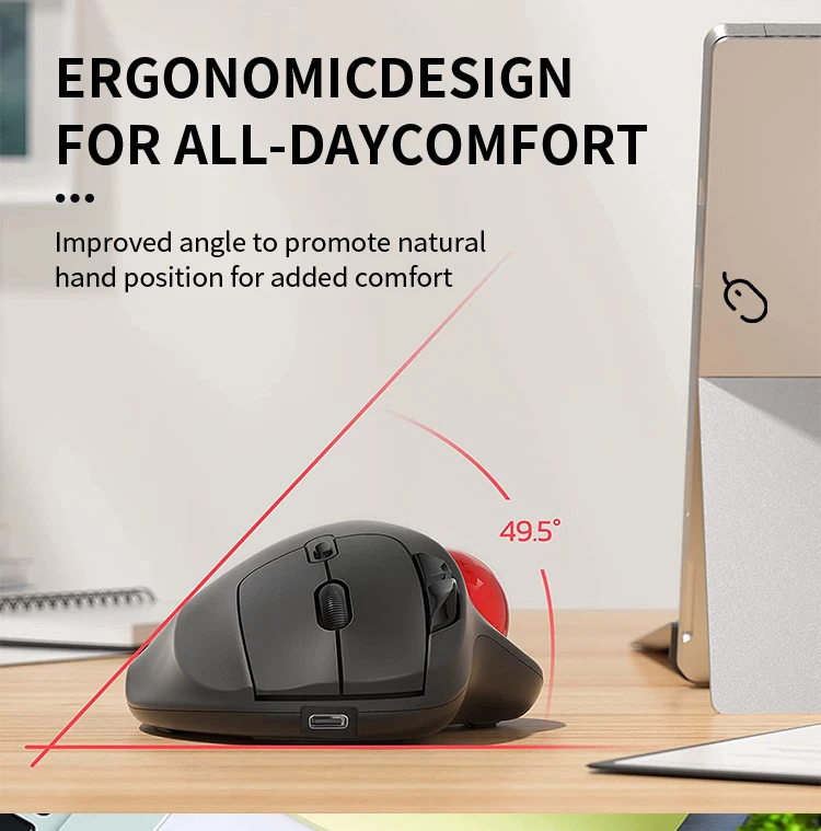 Wireless Rechargeable Trackball Mouse - Ergonomic RGB Glow, Easy Thumb ...