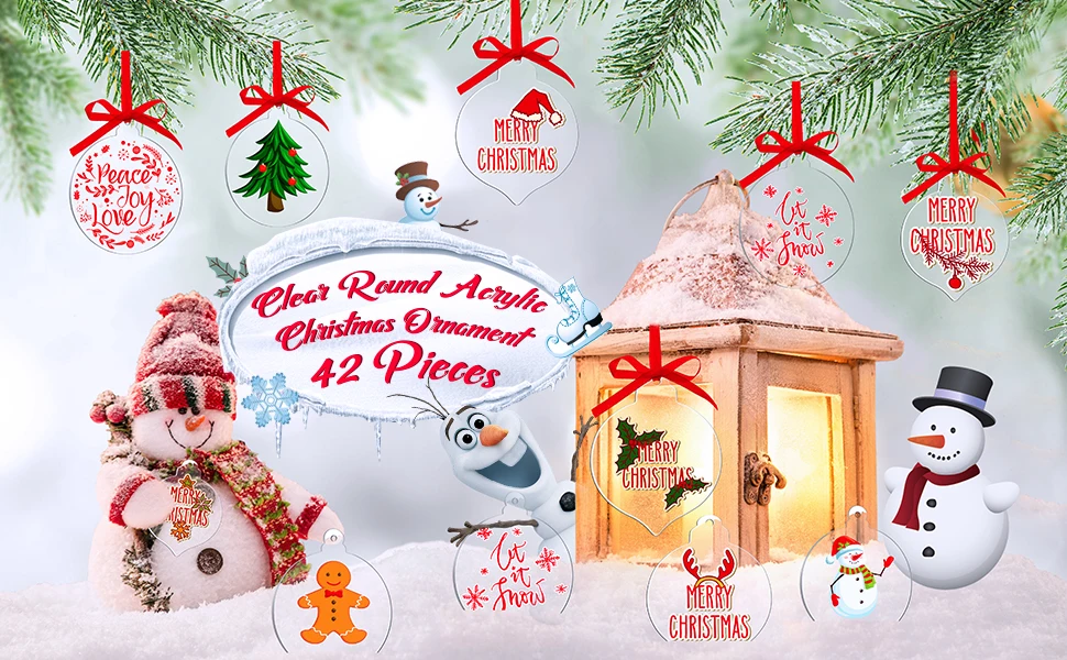 Custom Acrylic Christmas Ornaments - Clear & Laser Cut