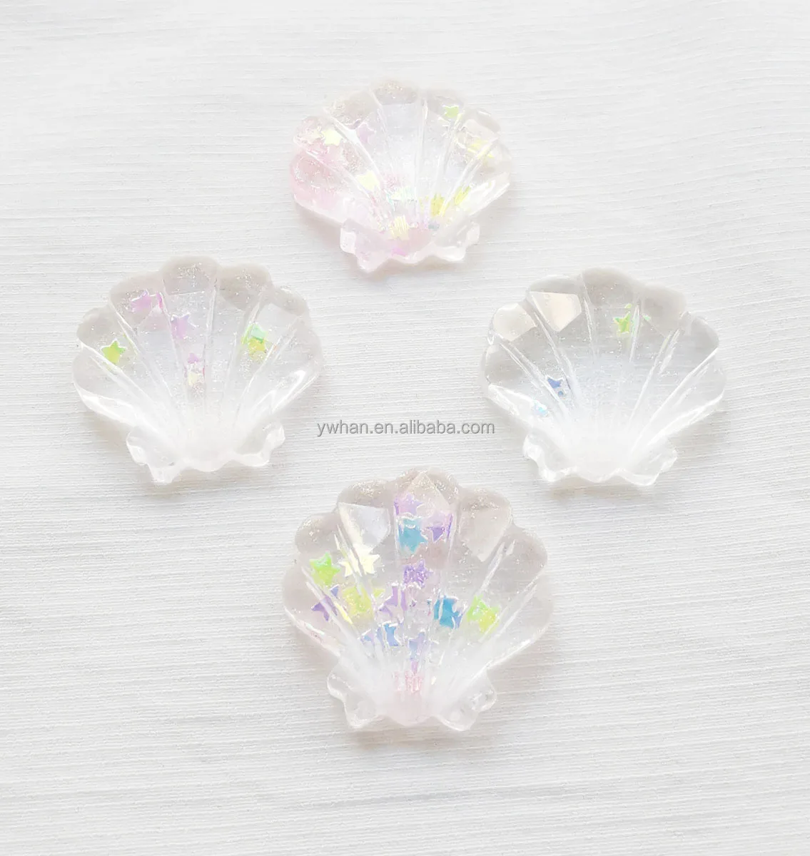 22mm White Transparent Clam With Sequis Resin Stone Glue On Garment As ...