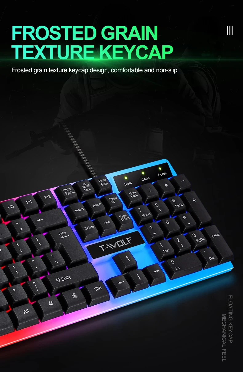 OEM TF230 Wired Gaming Keyboard and Mouse Combo - 104 Keys LED Backlit ...