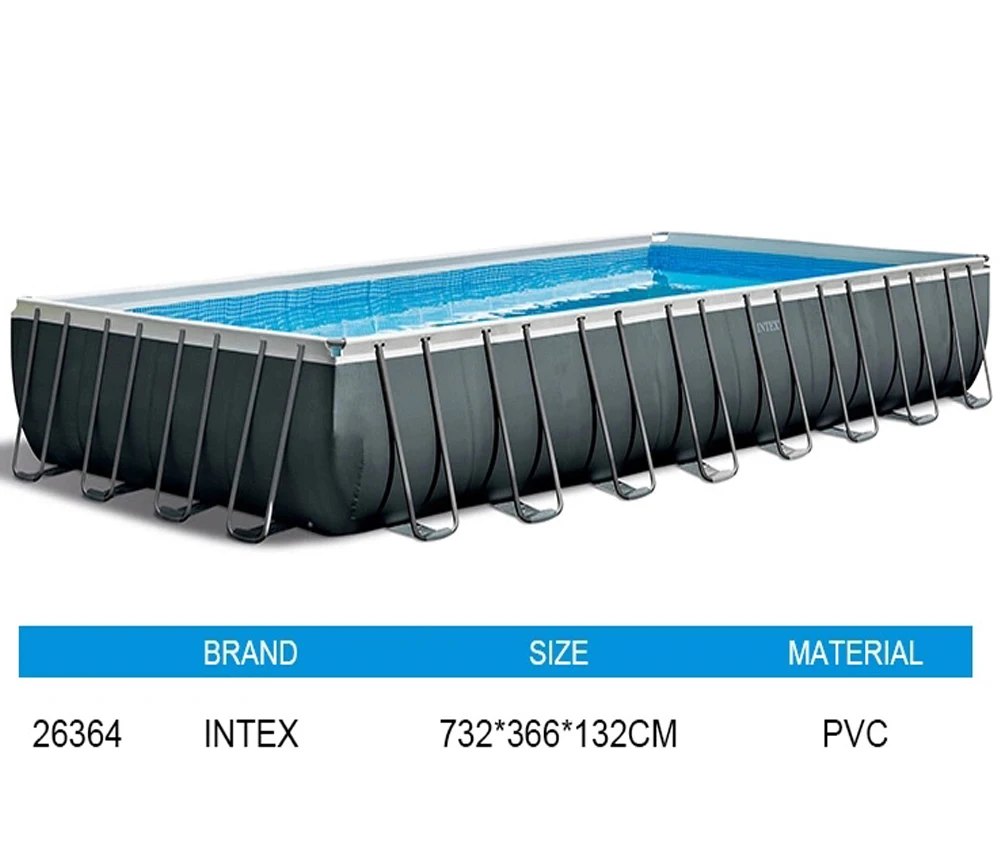 Intex 26364 24ft Ultra Xtr Family Rectangular Metal Frame Swimming Pool ...