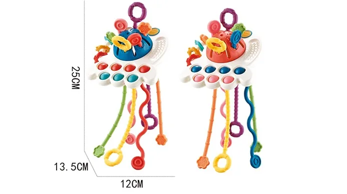 Baby Sensored Toys Octopus Ufo Food Grade Silicone Pull String Activity ...