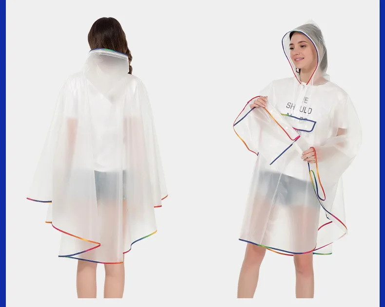 Eco-friendly Soft Semi-transparent EVA Poncho Women Reusable Rain ...